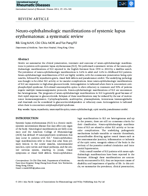 (PDF) Neuro-ophthalmologic manifestations of systemic and neurologic ...
