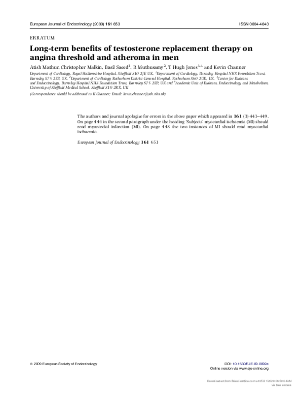 (PDF) Long-term benefits of testosterone replacement therapy on angina ...
