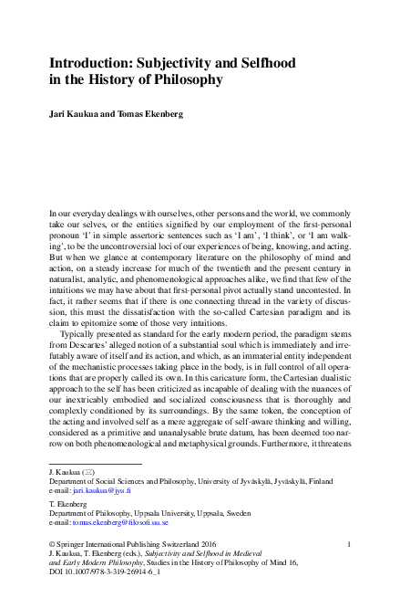 (PDF) Subjectivity and Selfhood in Medieval and Early Modern Philosophy