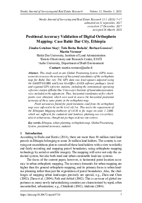 (PDF) Positional accuracy validation of digital orthophoto mapping: case Bahir Dar