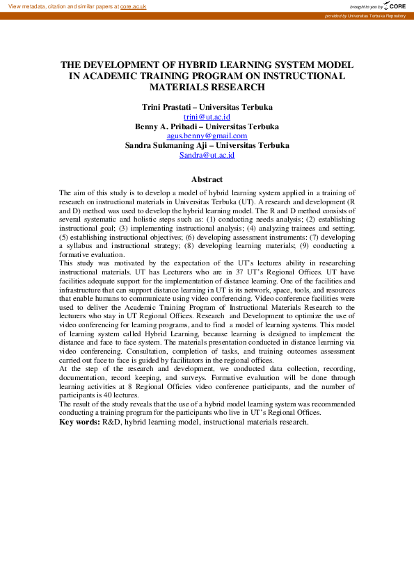 (PDF) The Development Of Hybrid Learning System Model In Academic ...