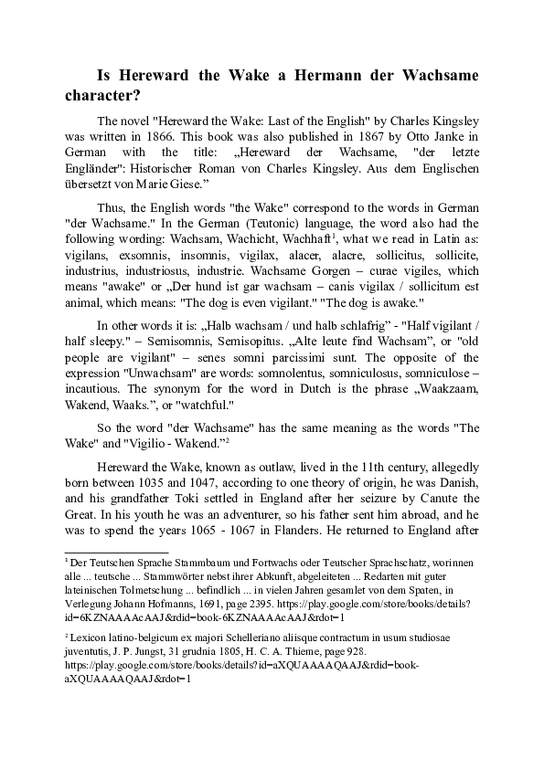 (DOC) Is Hereward the Wake a Hermann der Wachsame character? English ...