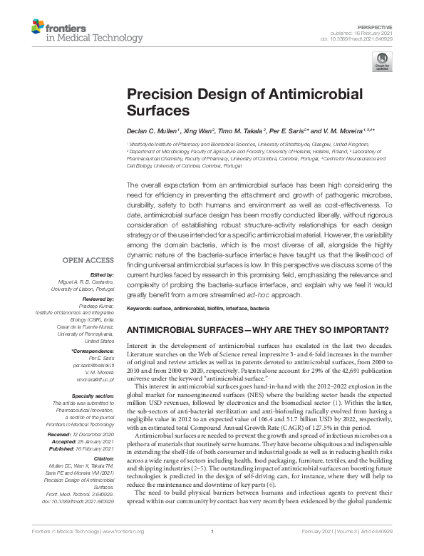 (PDF) Precision Design of Antimicrobial Surfaces