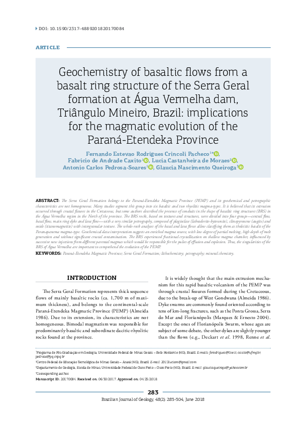 (PDF) Geochemistry of basaltic flows from a basalt ring structure of ...