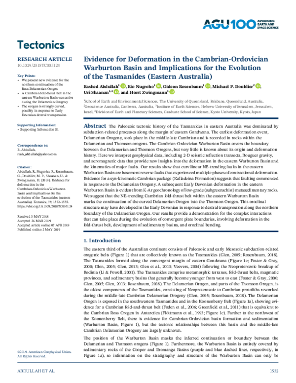 (PDF) Evidence for Deformation in the Cambrian‐Ordovician Warburton ...