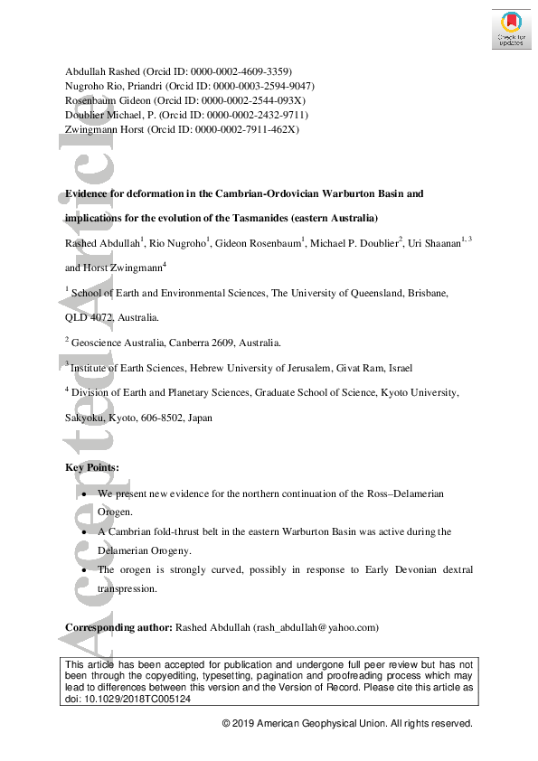 (PDF) Evidence for deformation in the Cambrian-Ordovician Warburton ...