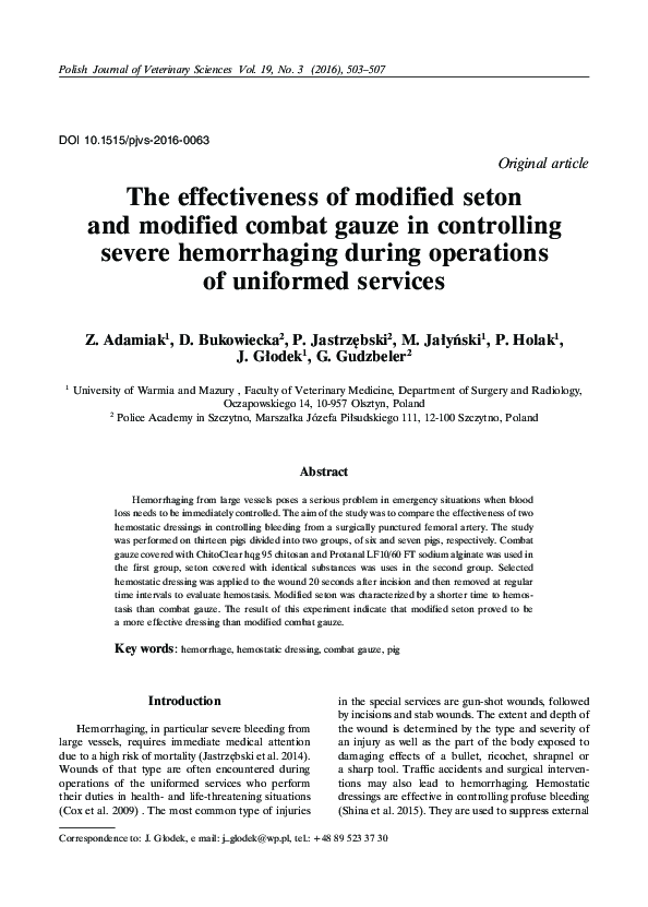 (PDF) The Effectiveness of Modified Seton and Modified Combat Gauze in ...