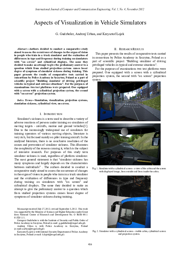 (PDF) Aspects of Visualization in Vehicle Simulators