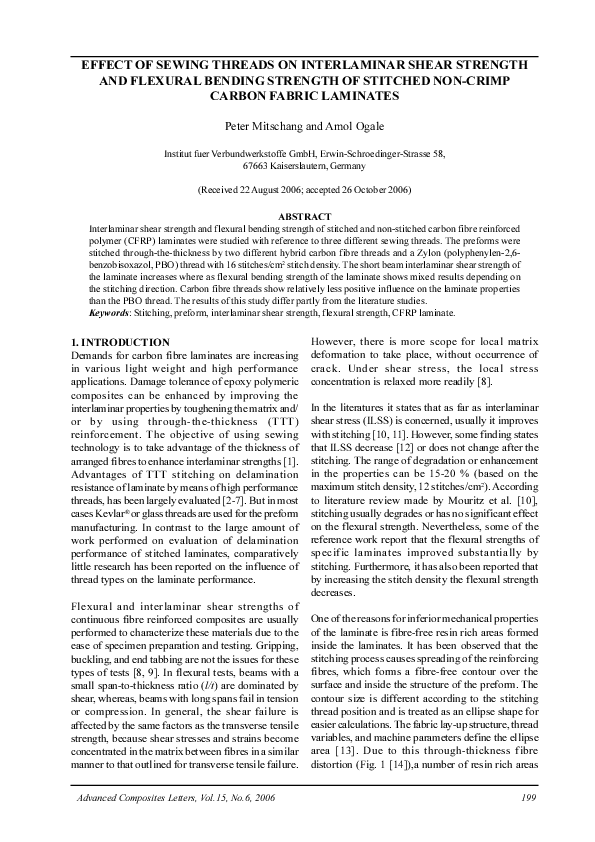 (PDF) Effect of Sewing Threads on Interlaminar Shear Strength and ...