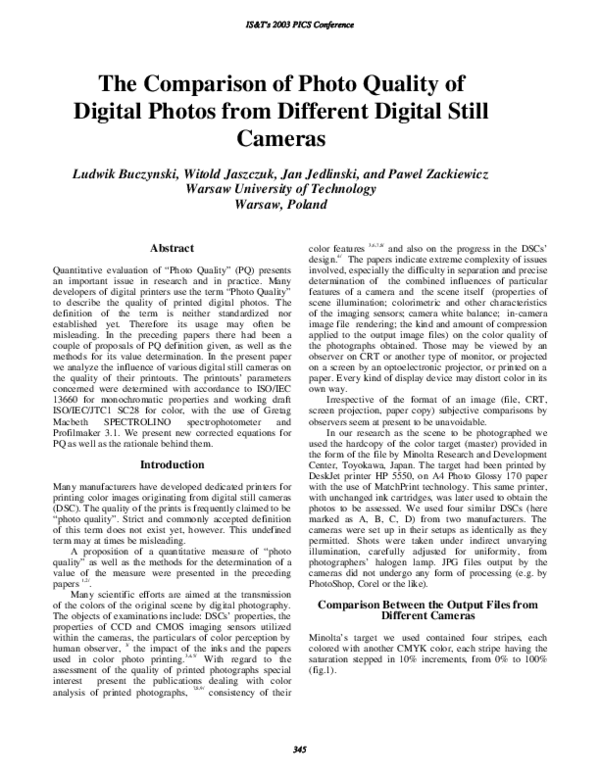 (PDF) The Comparison of Photo Quality of Digital Photos from Different ...
