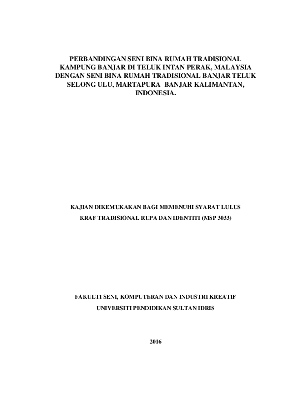 (PDF) PERBANDINGAN SENI BINA RUMAH TRADISIONAL KAMPUNG BANJAR DI TELUK ...