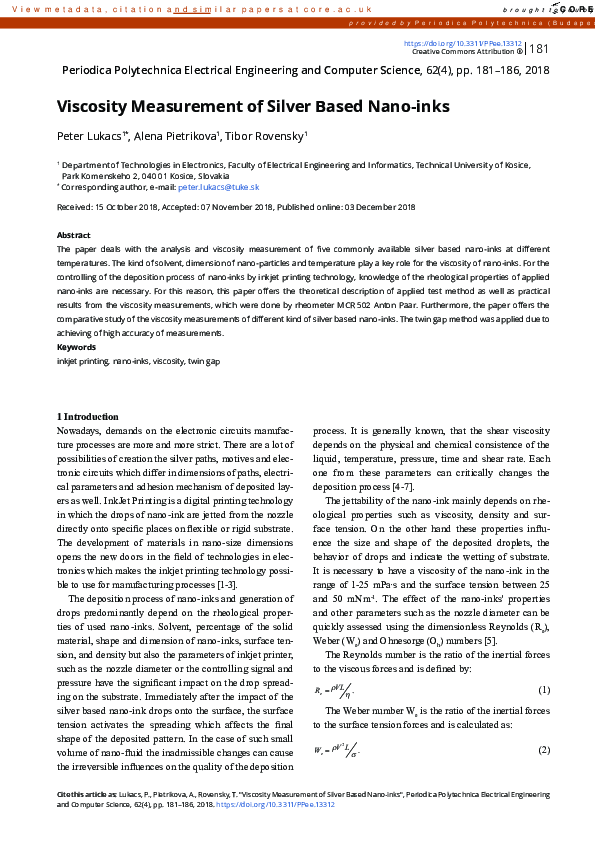 (PDF) Viscosity Measurement of Silver Based Nano-inks