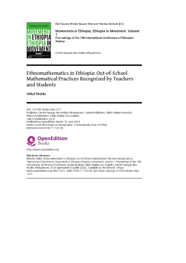 (PDF) Ethnomathematics in Ethiopia: Out-of-School Mathematical ...