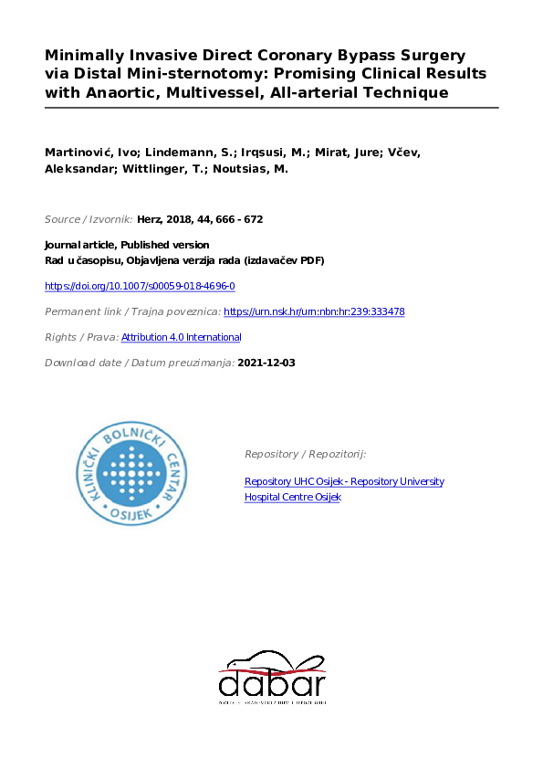 (PDF) Minimally invasive direct coronary bypass surgery via distal mini ...