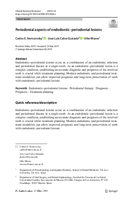 Periodontal aspects of endodontic–periodontal lesions