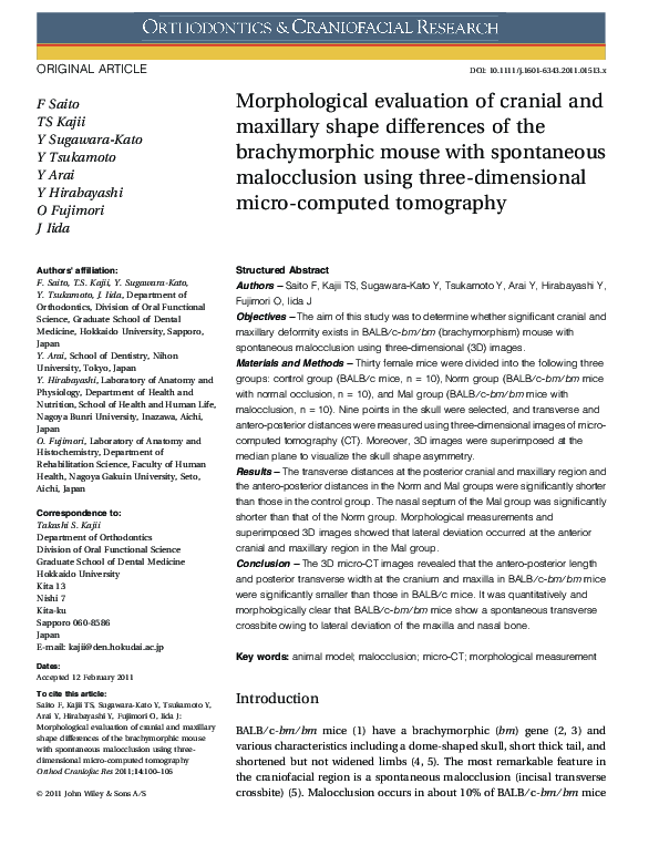(PDF) Morphological evaluation of cranial and maxillary shape ...