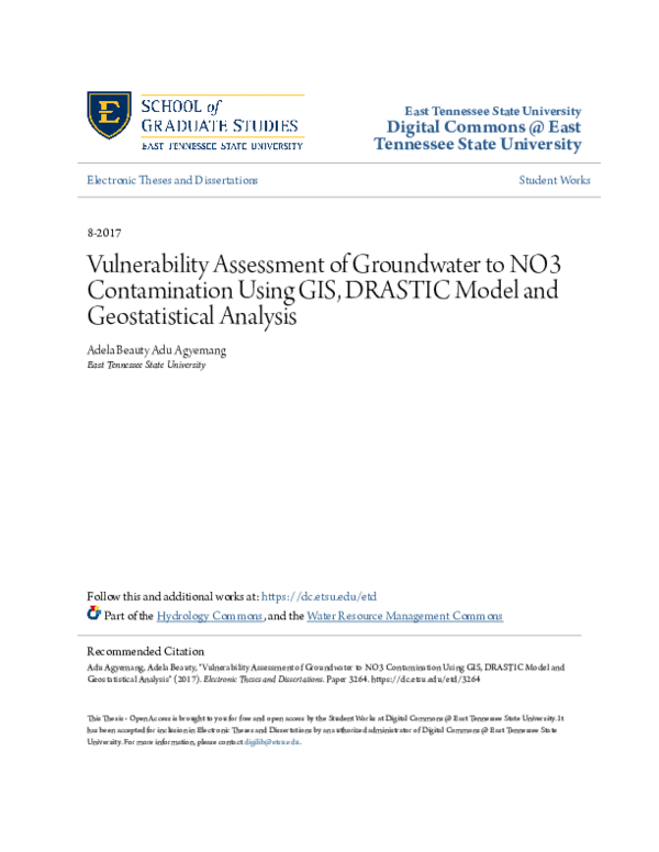 Pdf Vulnerability Assessment Of Groundwater To No3 Contamination Using Gis Drastic Model And