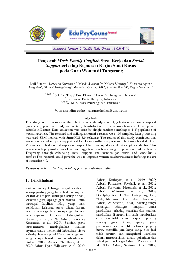 (PDF) Pengaruh Work-Family Conflict, Stres Kerja dan Social Support terhadap Kepuasan Kerja ...