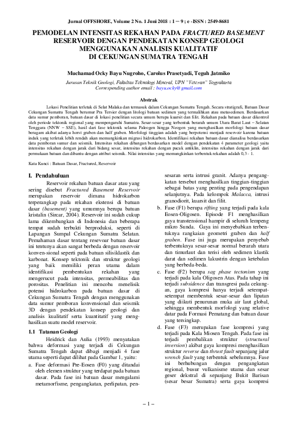 (PDF) Pemodelan Intensitas Rekahan pada Fractured Basement Reservoir ...