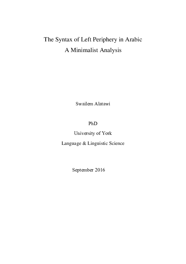 (PDF) The Syntax of Left Periphery in Arabic A Minimalist Analysis ...