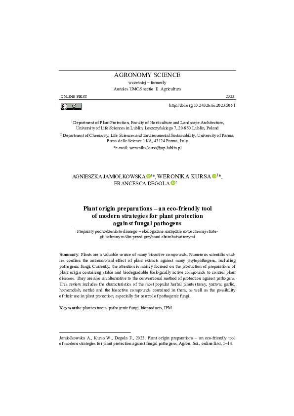 (PDF) Plant origin preparations – an eco-friendly tool of modern ...