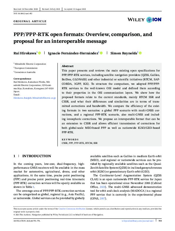 (PDF) PPP/PPP‐RTK open formats: Overview, comparison, and proposal for ...