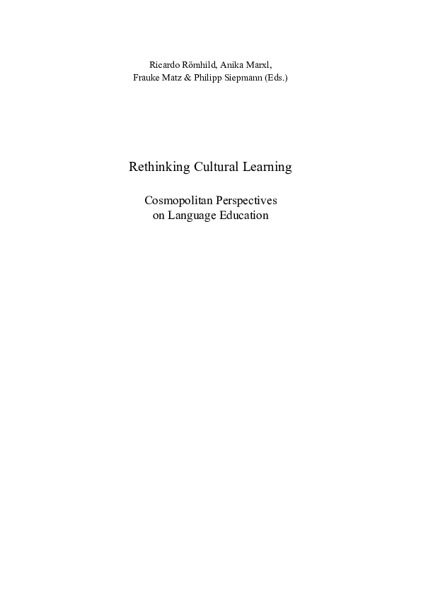 (PDF) Rethinking Cultural Learning – Cosmopolitan Perspectives on Language Education