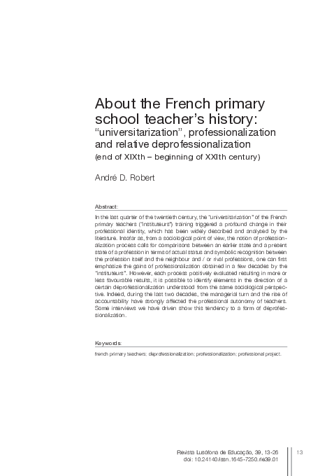 (PDF) About the French primary school teacher’s history