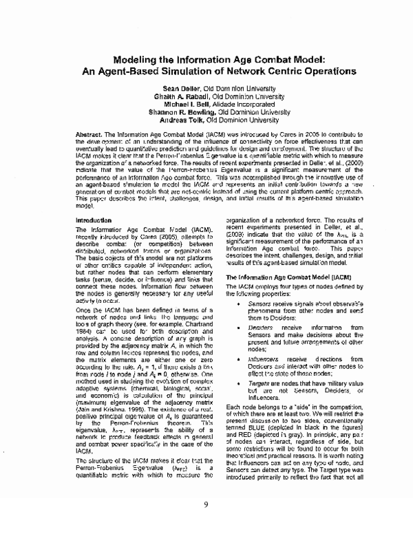 (PDF) Modeling the Information Age Combat Model: An Agent-Based Simulation of Network Centric ...