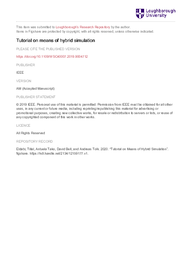 (PDF) Tutorial on Means of Hybrid Simulation