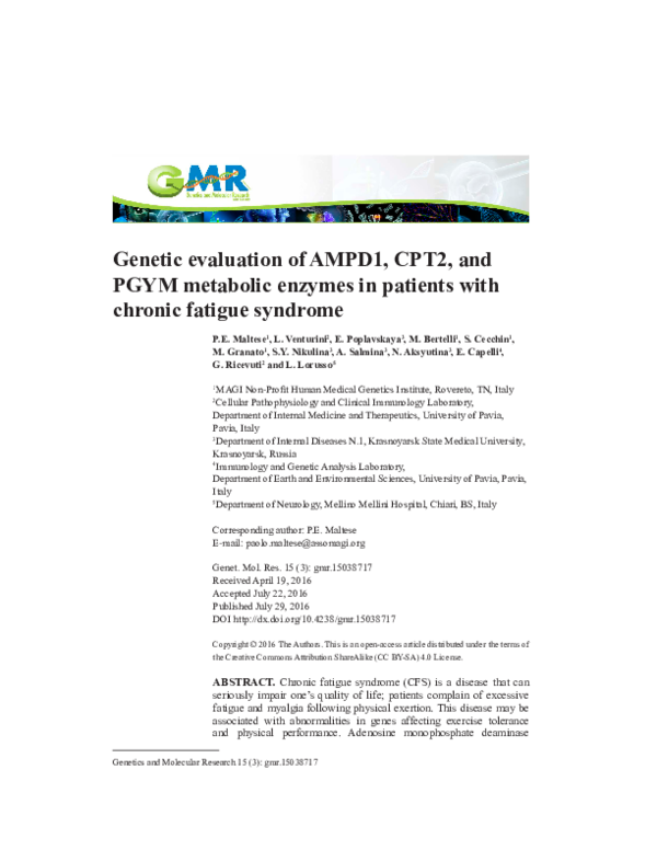 (PDF) Genetic evaluation of AMPD1, CPT2, and PGYM metabolic enzymes in ...
