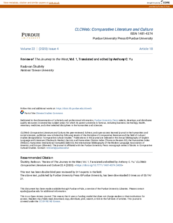 (PDF) Review of \u3cem\u3eThe Journey to the West\u3c/em\u3e, Vol. 1 ...