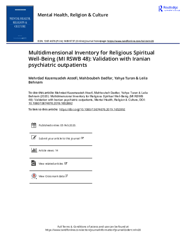 (PDF) Multidimensional Inventory for Religious/Spiritual Well-Being ...