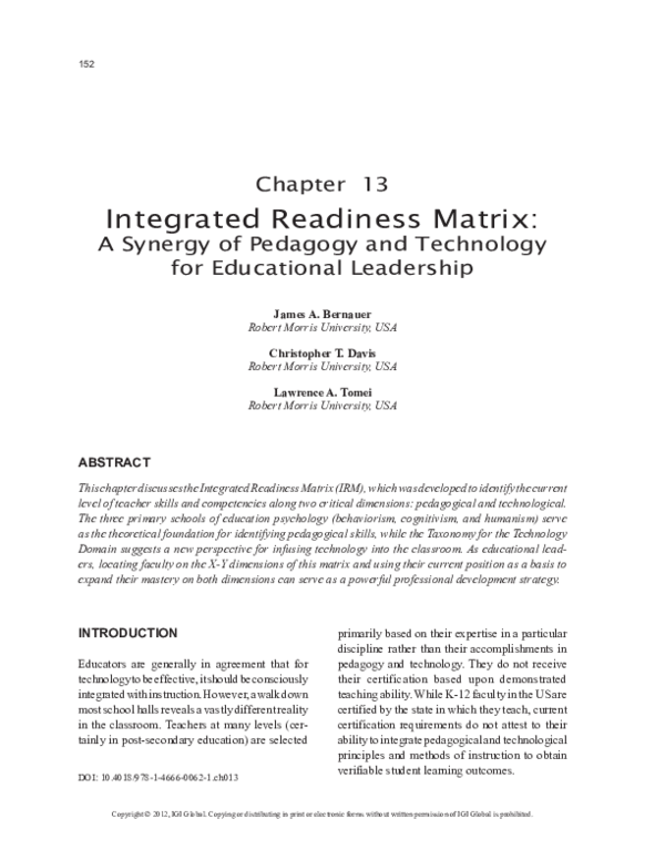 (PDF) Integrated Readiness Matrix