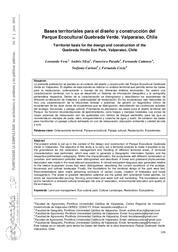 (PDF) Bases territoriales para el diseño y construcción del Parque ...