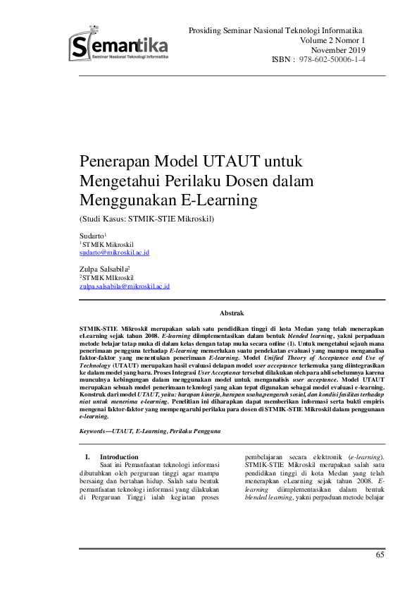 (PDF) Penerapan Model UTAUT untuk Mengetahui Perilaku Dosen dalam ...