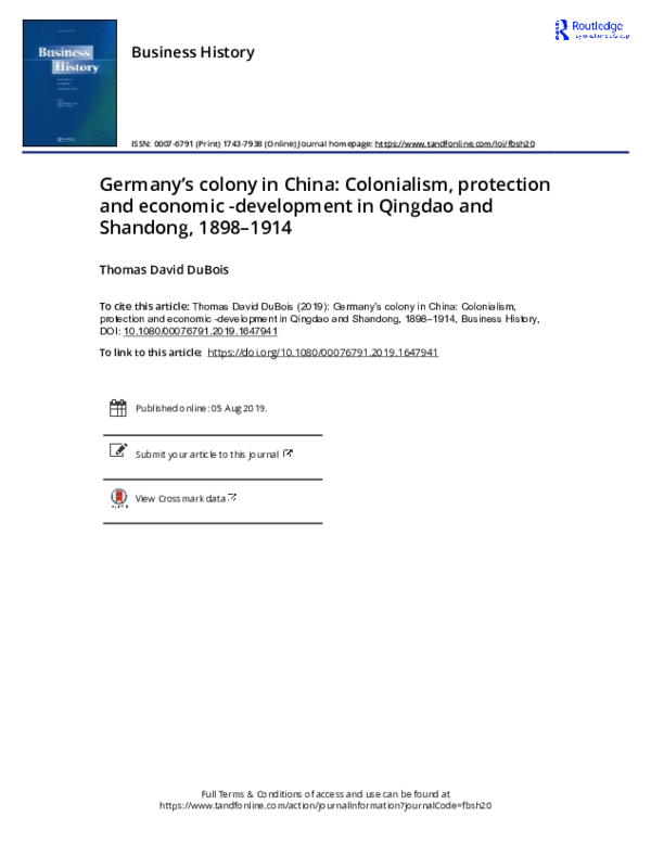 (PDF) Germany's Colony in China: Colonialism, Protection and Economic ...