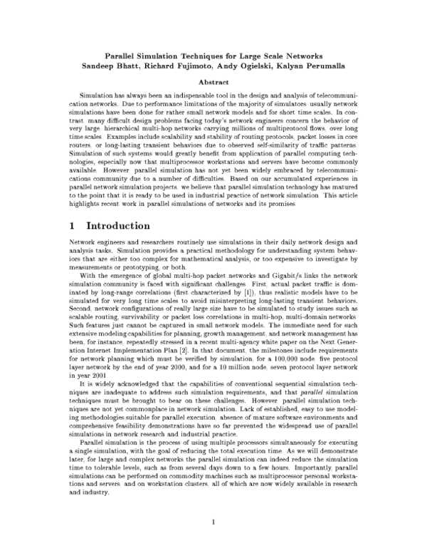 (PDF) Parallel simulation techniques for large-scale networks