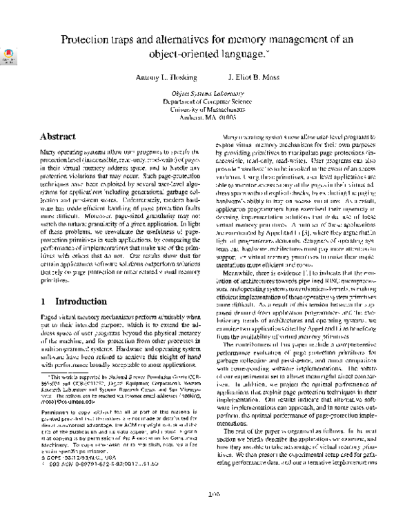 (PDF) Protection traps and alternatives for memory management of an ...