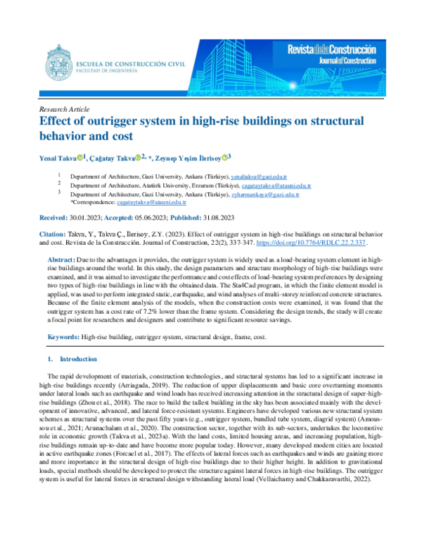 (PDF) Effect of outrigger system in high-rise buildings on structural ...