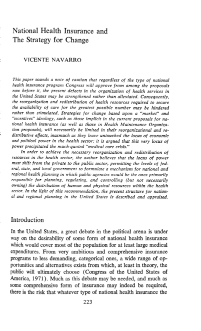 (PDF) National Health Insurance and the Strategy for Change