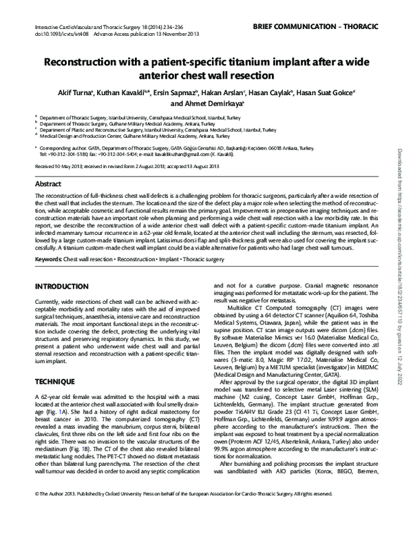 (PDF) Reconstruction with a patient-specific titanium implant after a ...