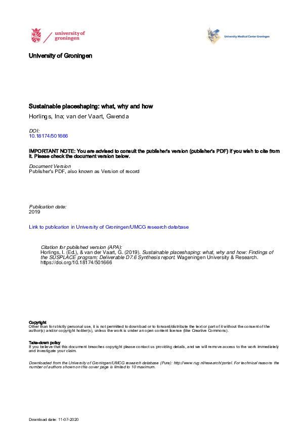 (PDF) Place-shaping: what, why and how? : findings of the SUSPLACE program