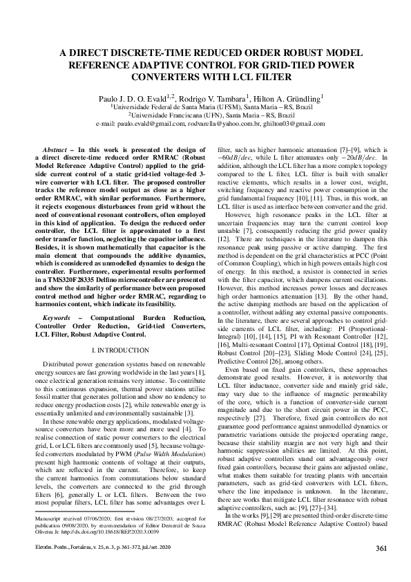 (PDF) A Direct Discrete-Time Reduced Order Robust Model Reference Adaptive Control for Grid-Tied ...