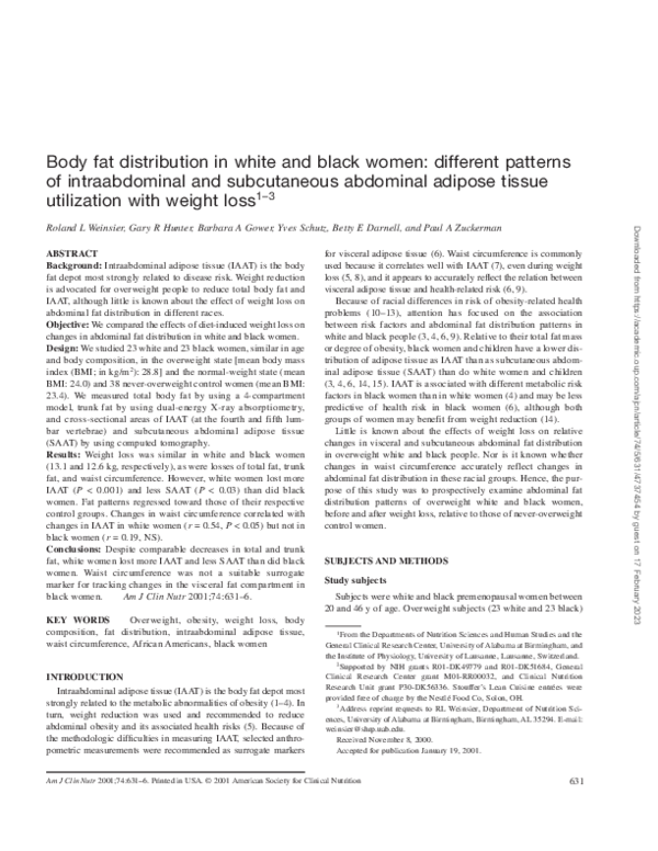 (PDF) Body fat distribution in white and black women: different ...