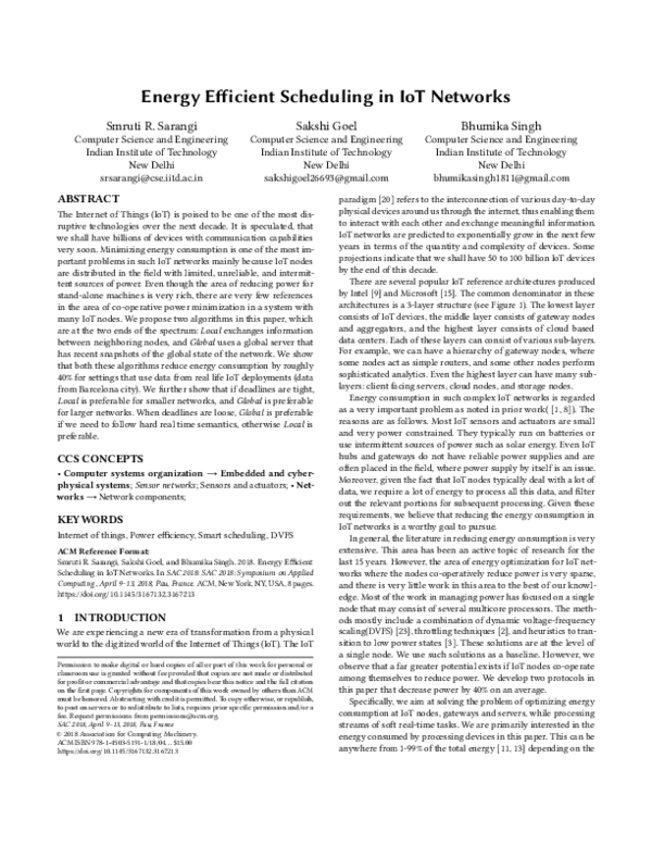 (PDF) Energy efficient scheduling in IoT networks