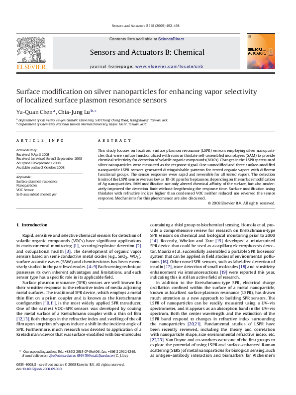 (PDF) Surface modification on silver nanoparticles for enhancing vapor ...