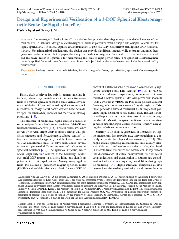 (PDF) Design and Experimental Verification of a 3-DOF Spherical ...