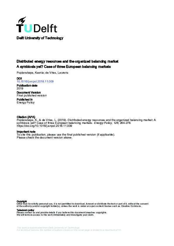 (PDF) Distributed energy resources and the organized balancing market ...