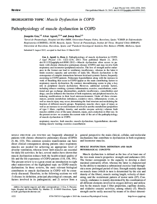 (PDF) Pathophysiology of muscle dysfunction in COPD